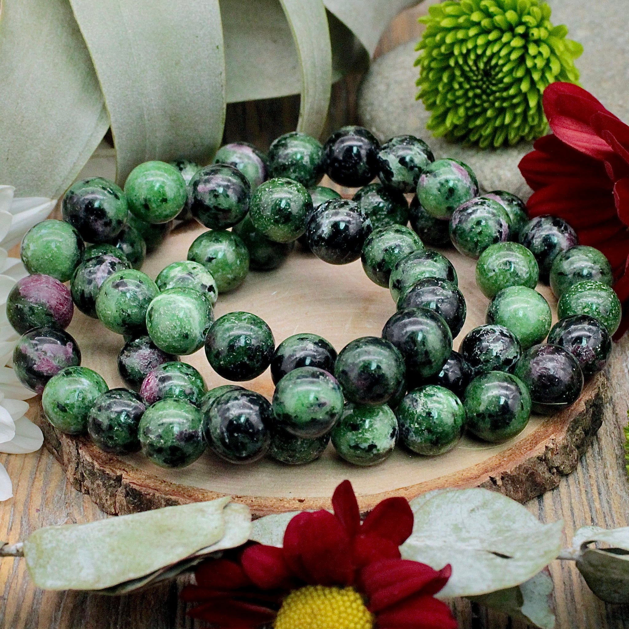 Ruby in Zoisite Bracelet - 10mm – RockMama.com