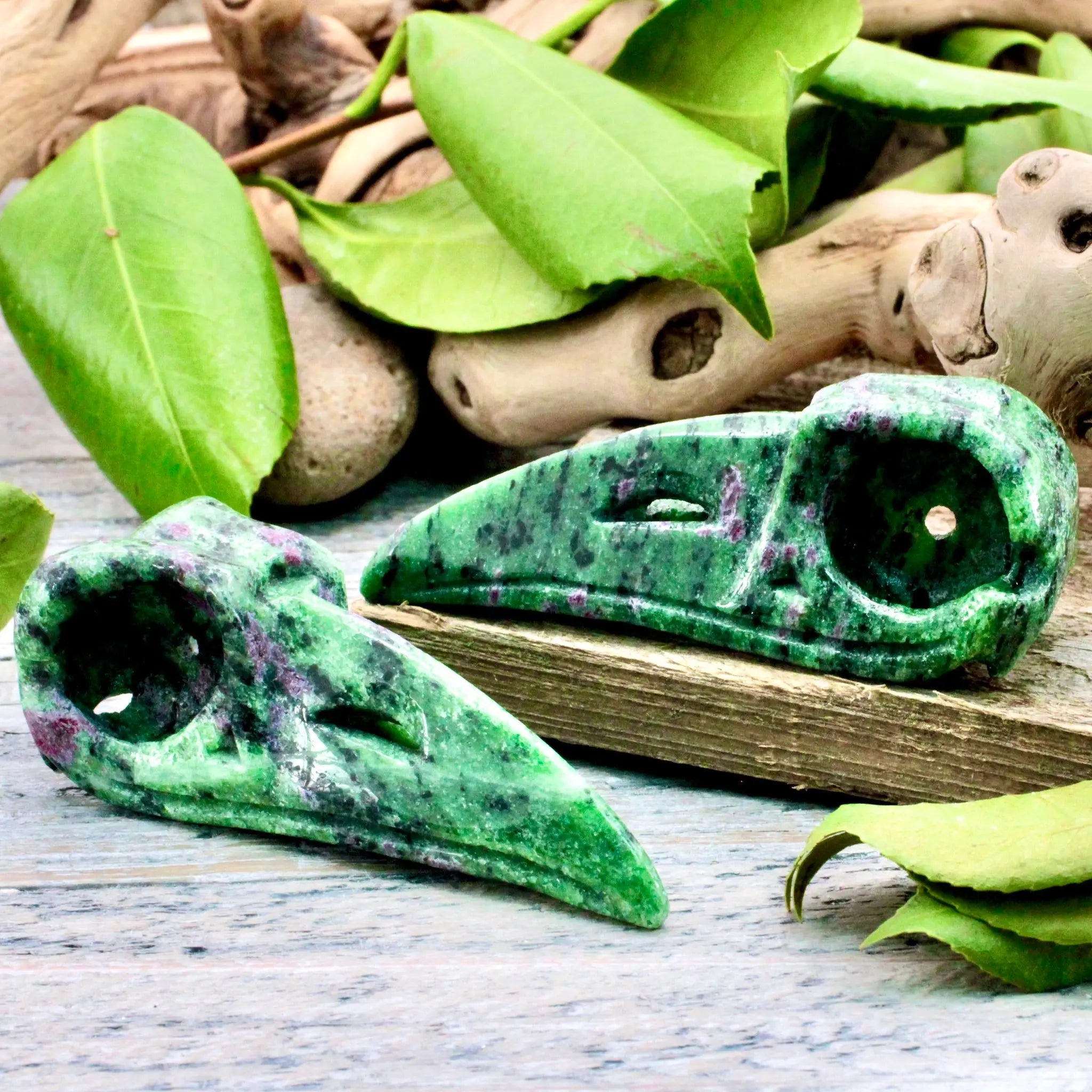 Ruby in Zoisite Crow Skull – RockMama.com