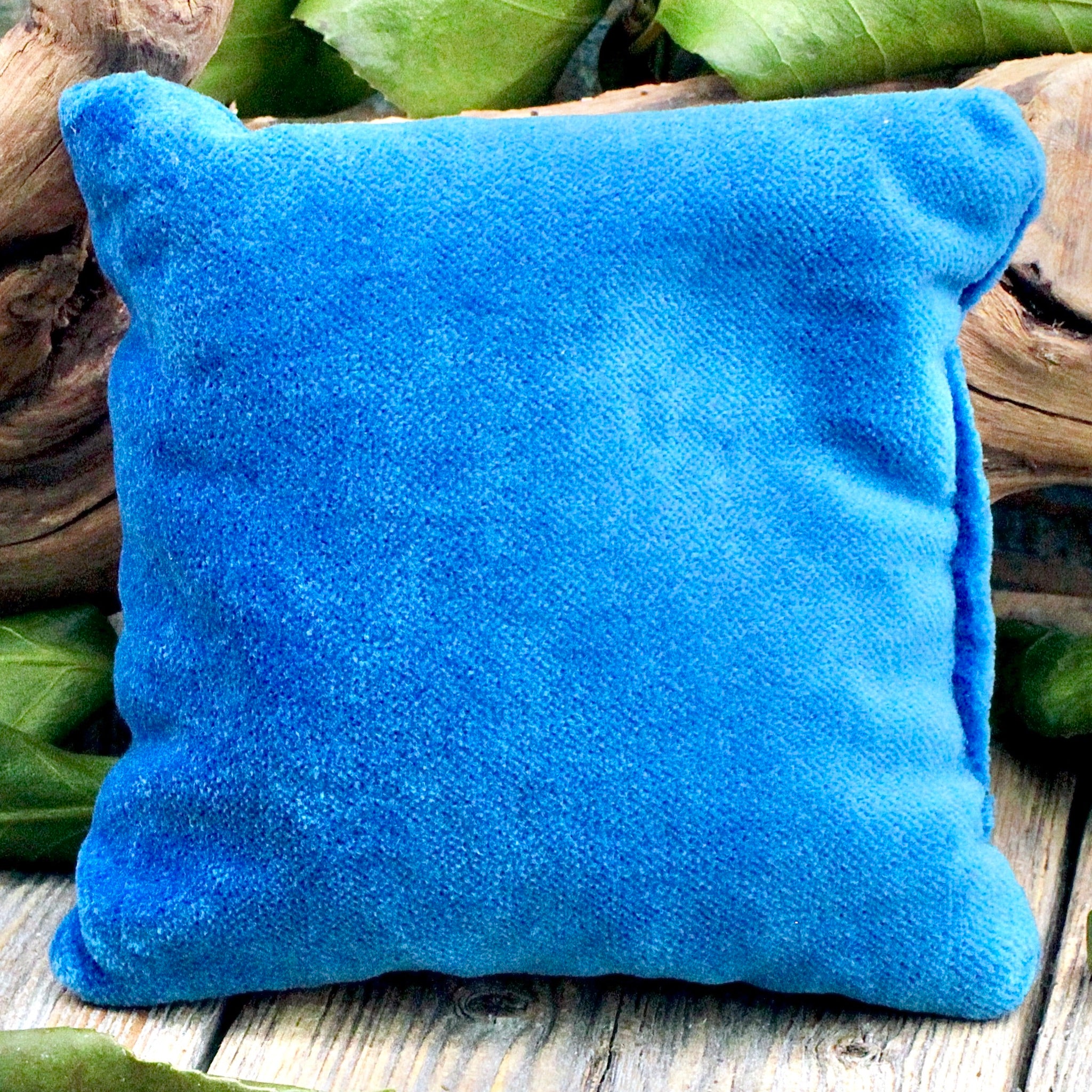 Square Blue Velvet Pillow – RockMama.com