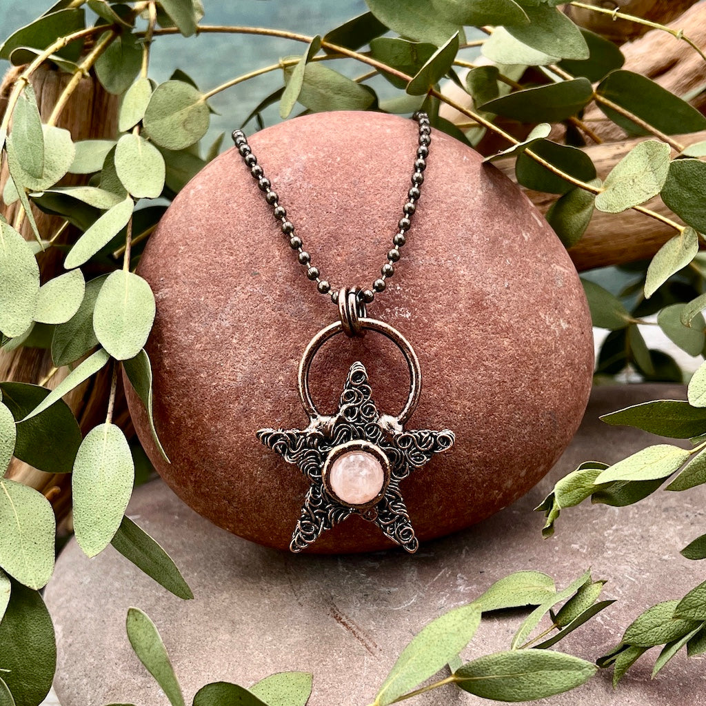 Rose Quartz Star Necklace - Bronze – RockMama.com