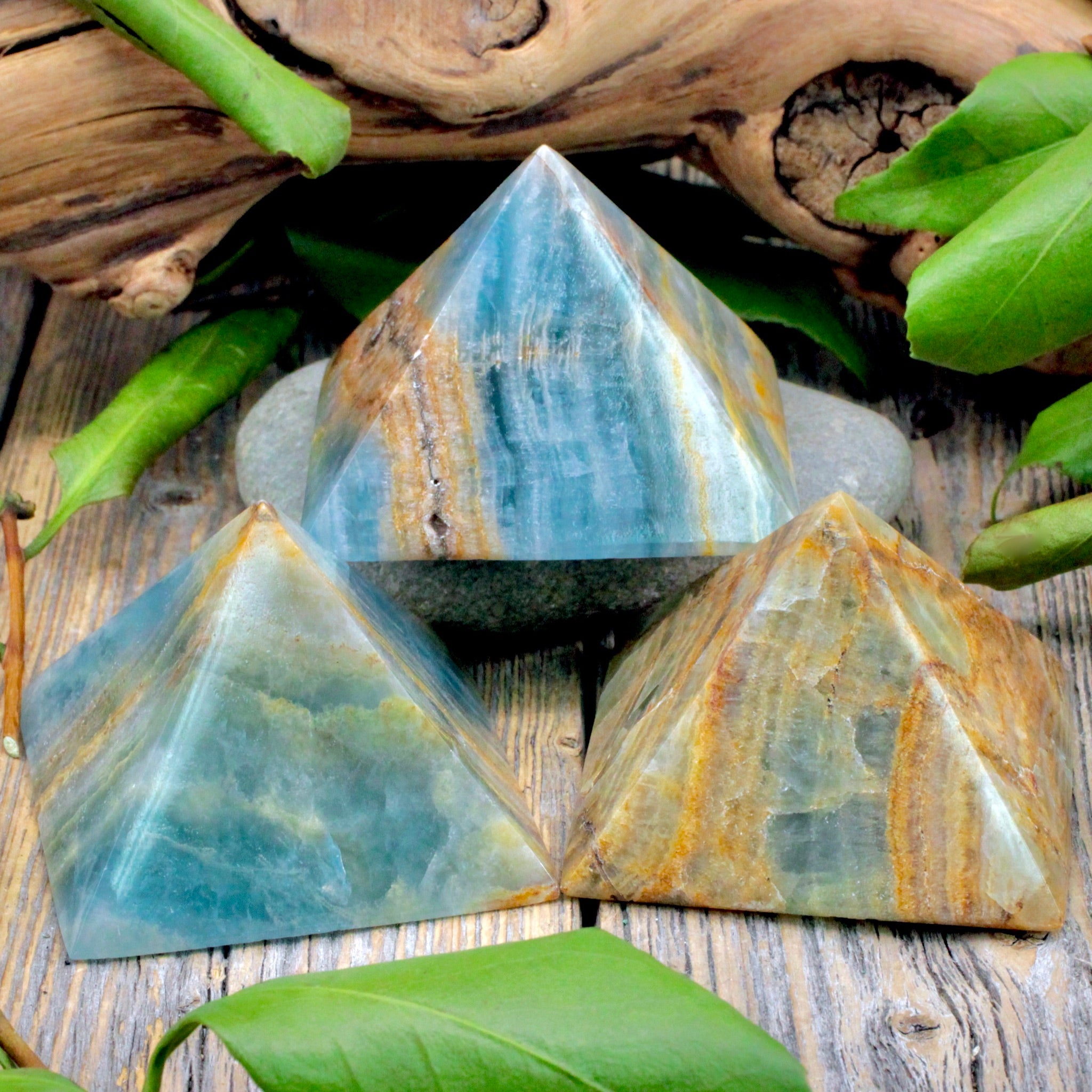 Banded Blue Calcite Pyramid – RockMama.com