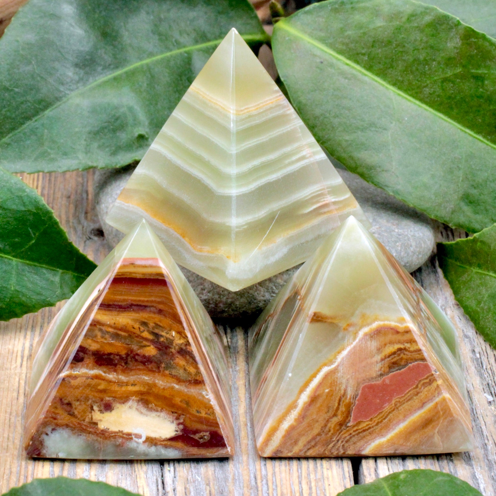 Green Banded Calcite Pyramid – RockMama.com