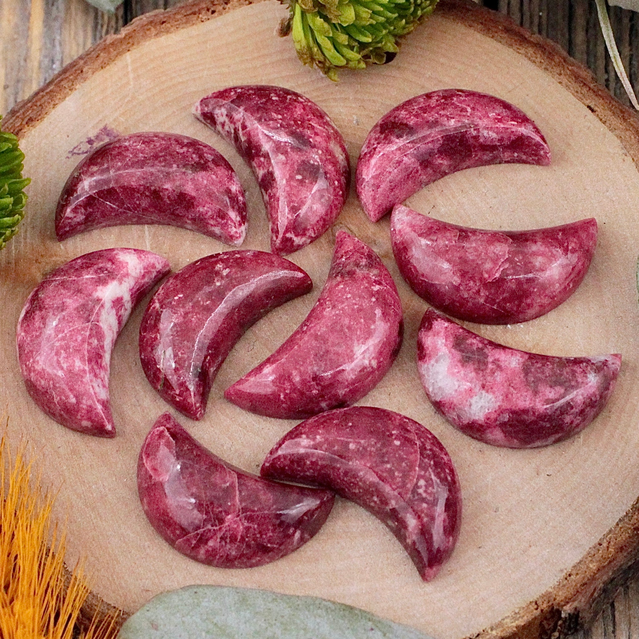 Thulite Crescent Moon Mini Cabachon – RockMama.com