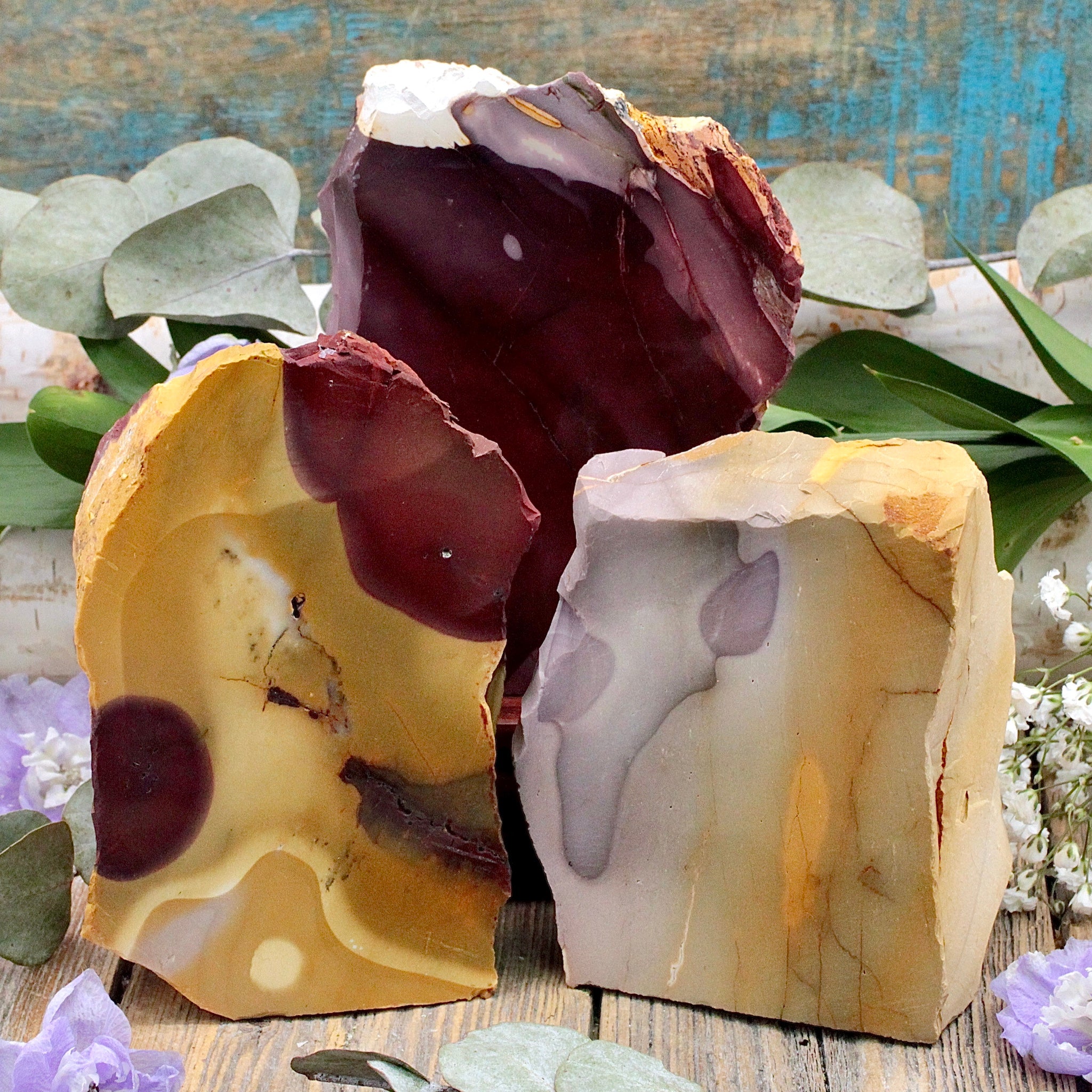 Mookaite Jasper Half Polish Cutbase – RockMama.com