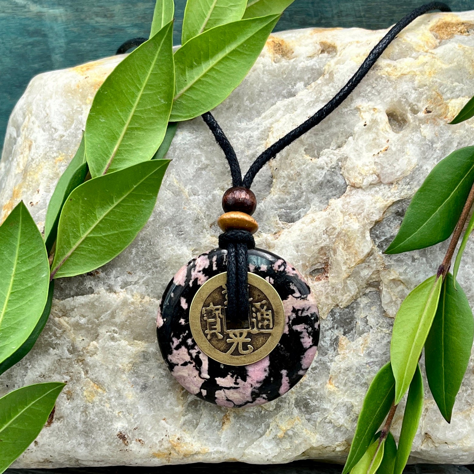 Heart Healer Rhodonite Necklace - Sacred Earth Amulet – RockMama.com