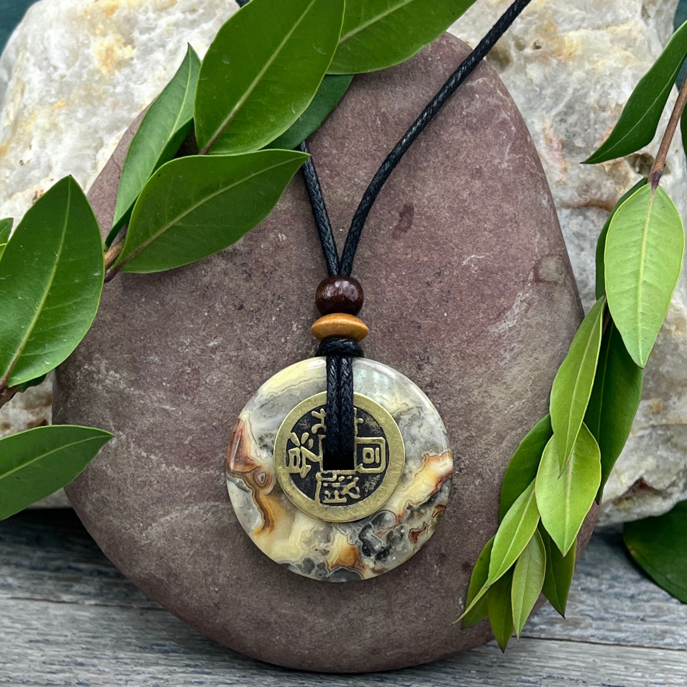 Laughter Crazy Lace Agate Necklace - Sacred Earth Amulet – RockMama.com
