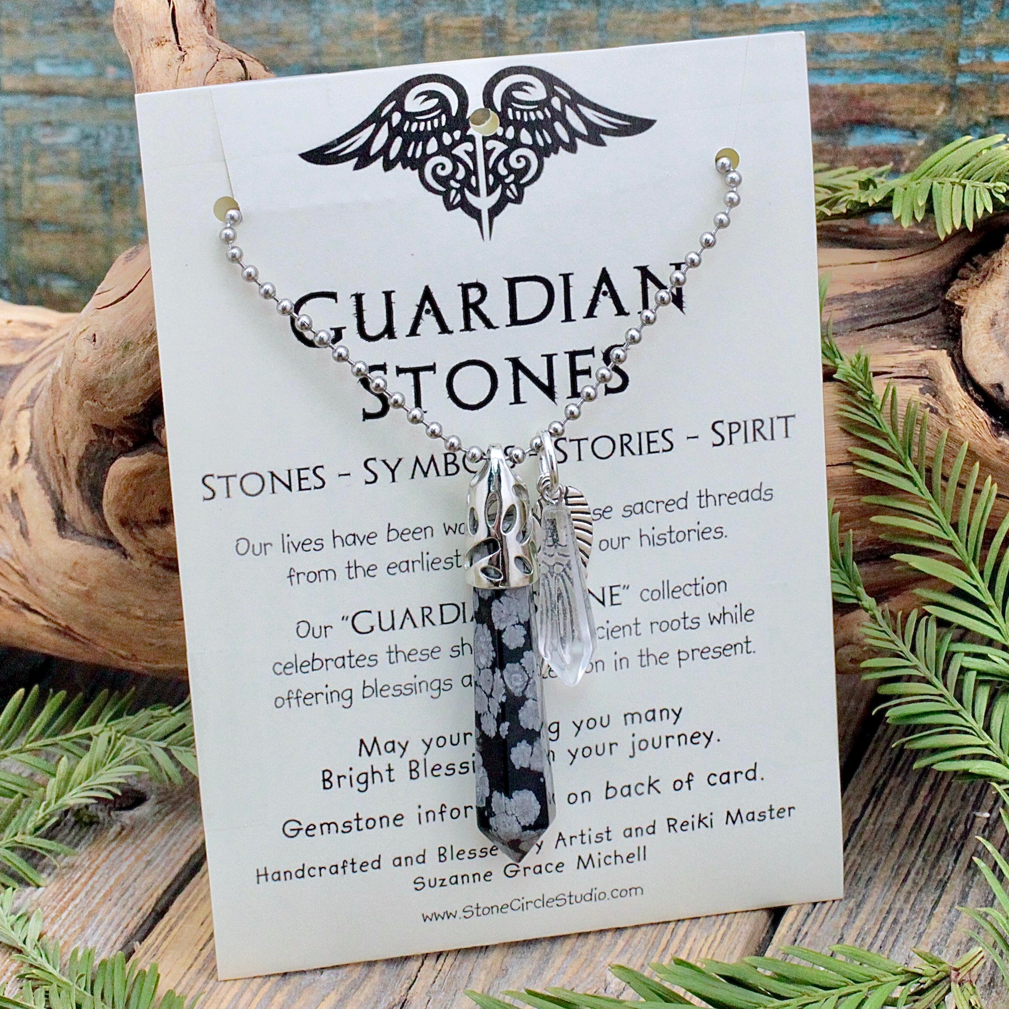 Snowflake Obsidian Guardian Stones Necklace - Large Point – RockMama.com