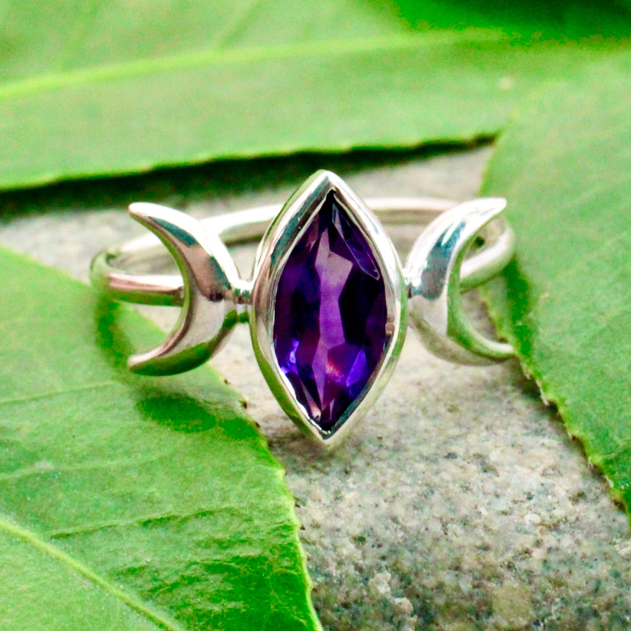 Amethyst Triple Moon Ring - Sterling Silver – RockMama.com