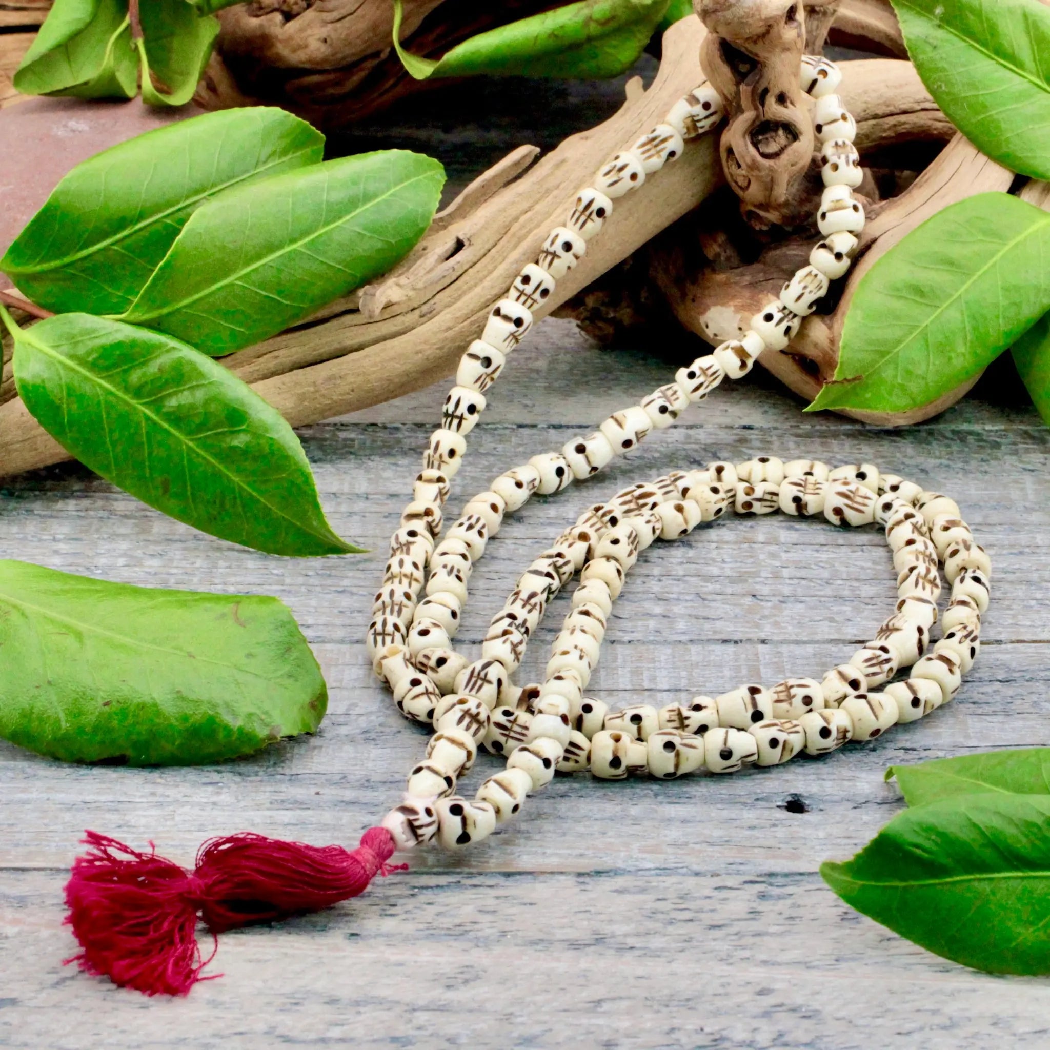 Carved Bone Skull Mala – RockMama.com
