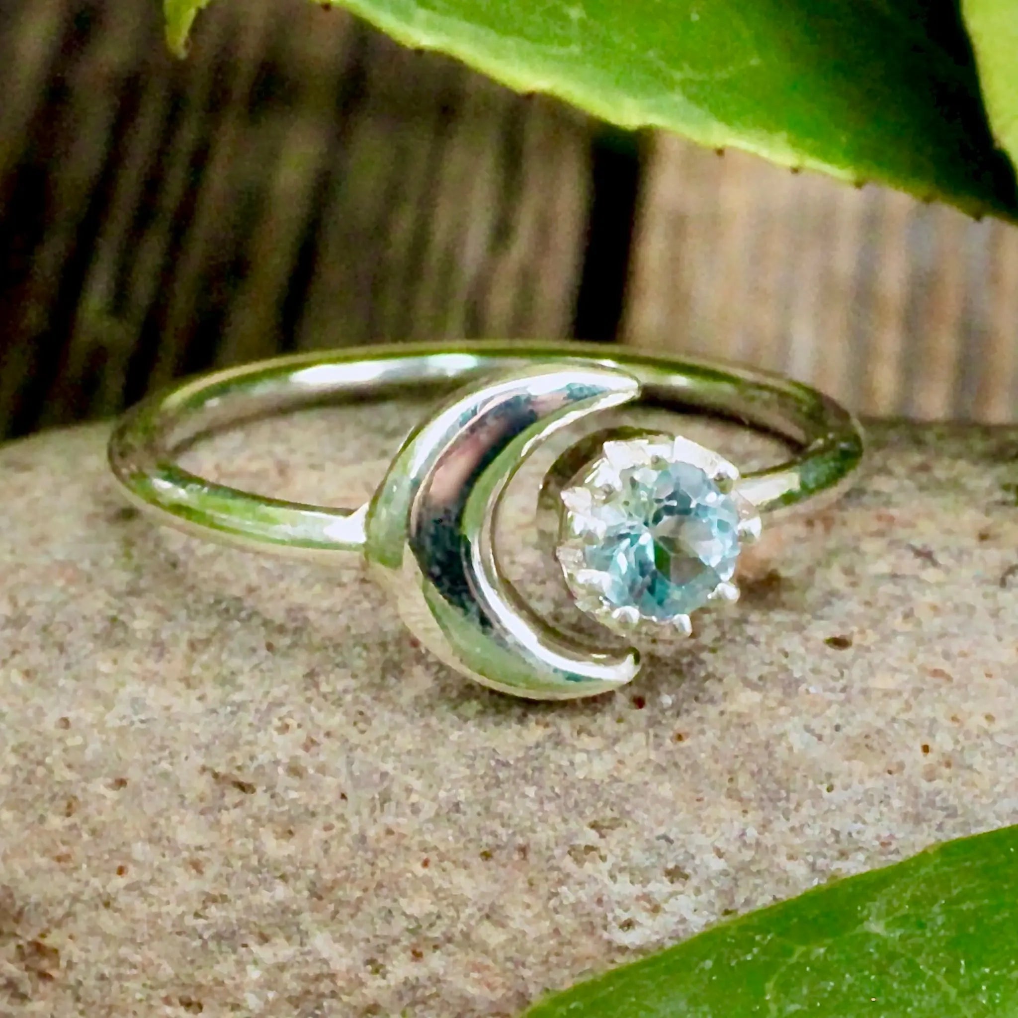 Blue Topaz Moon Ring - Sterling Silver – RockMama.com