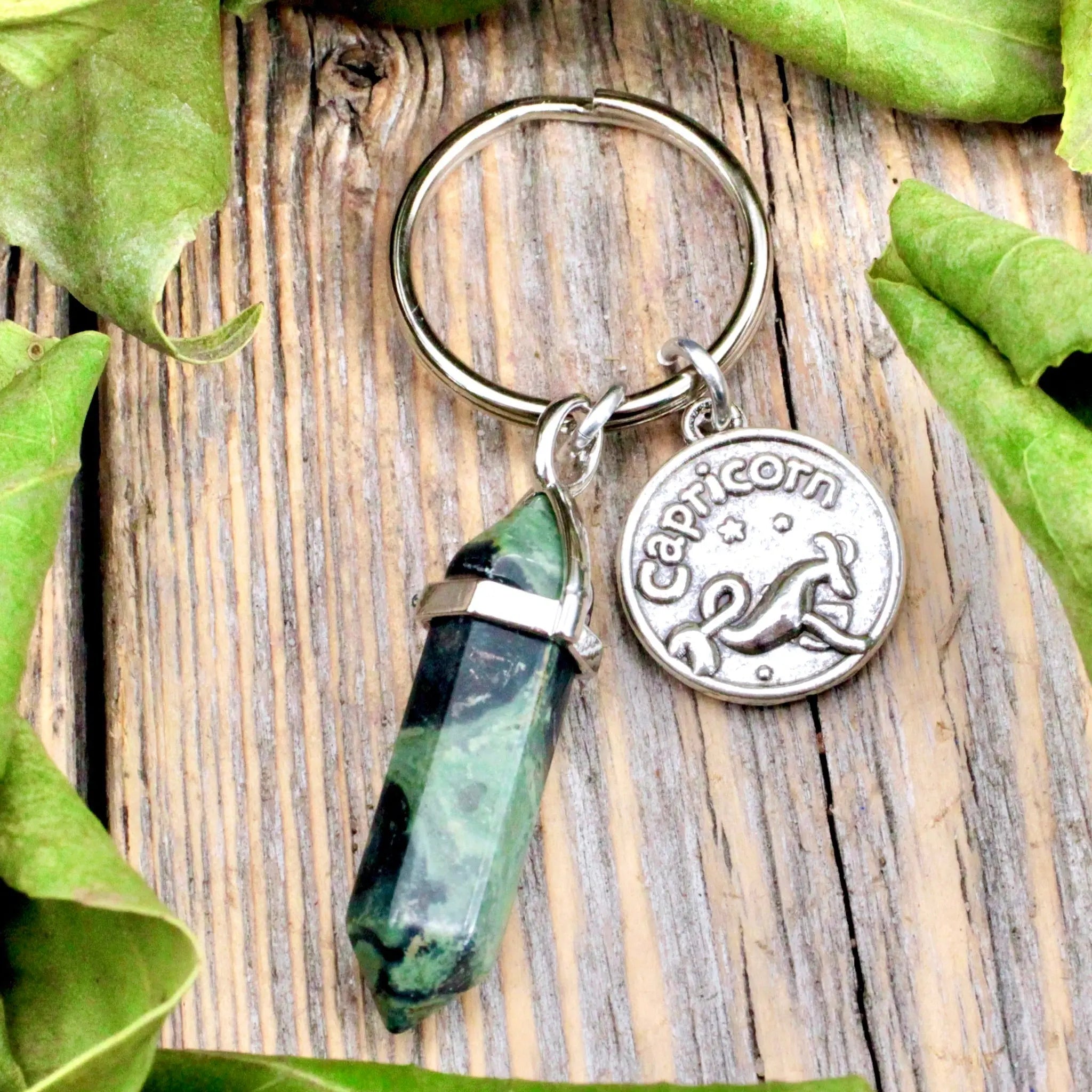 Kambaba Jasper Capricorn Zodiac Keychain – RockMama.com