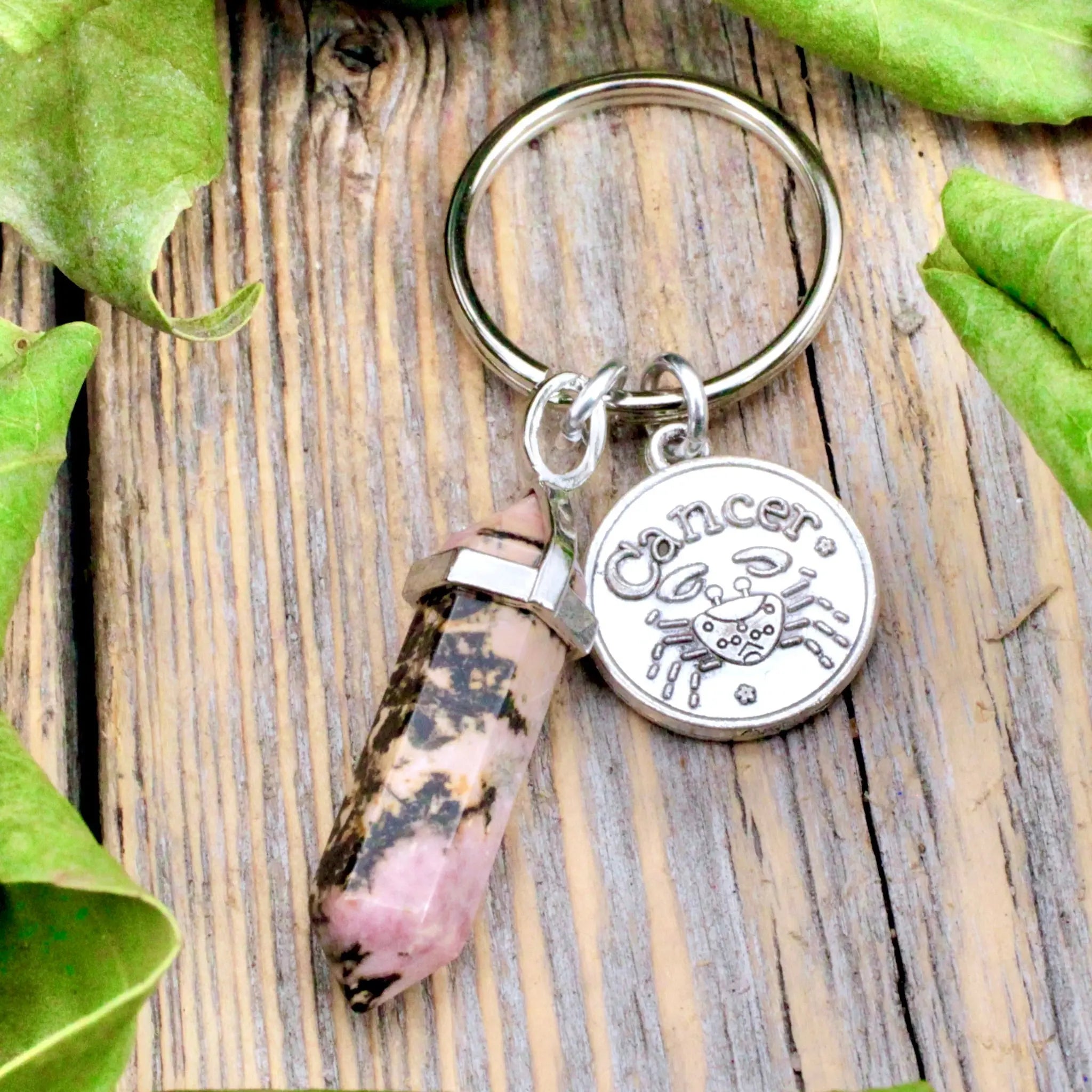 Rhodonite Zodiac Keychain - Cancer – RockMama.com
