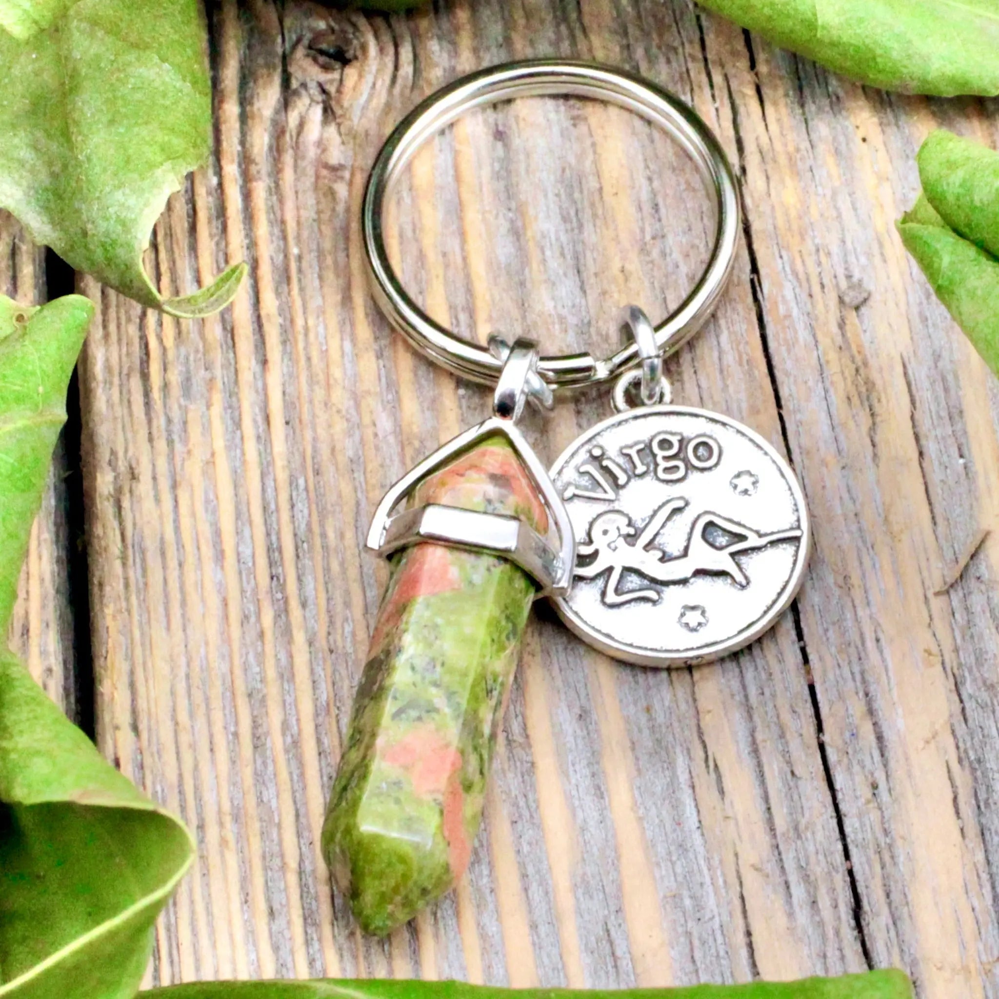 Unakite Jasper Zodiac Keychain - Virgo – RockMama.com